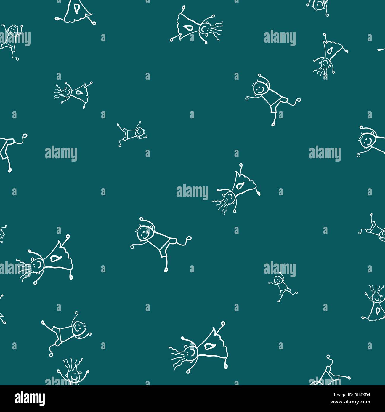 Kids seamless pattern in doodle style. Vector illustration on color ...