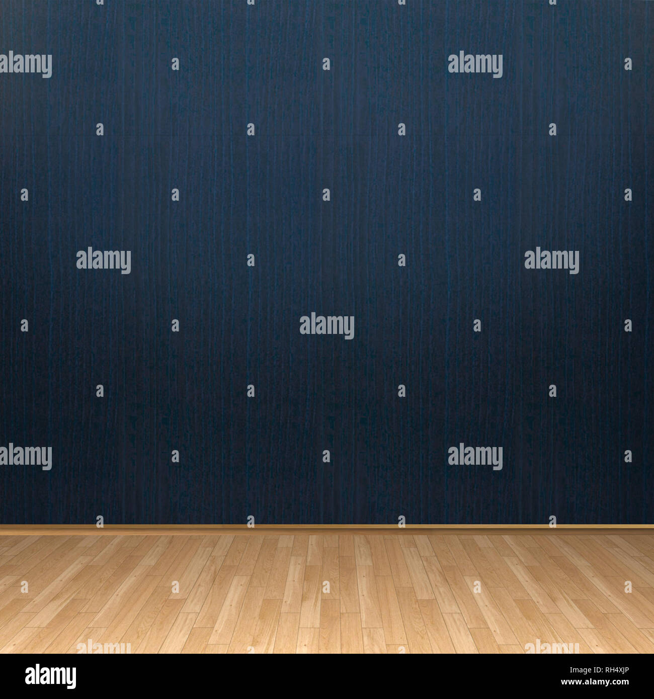 3d illustration interior rendering of blue wooden wall and wooden ...