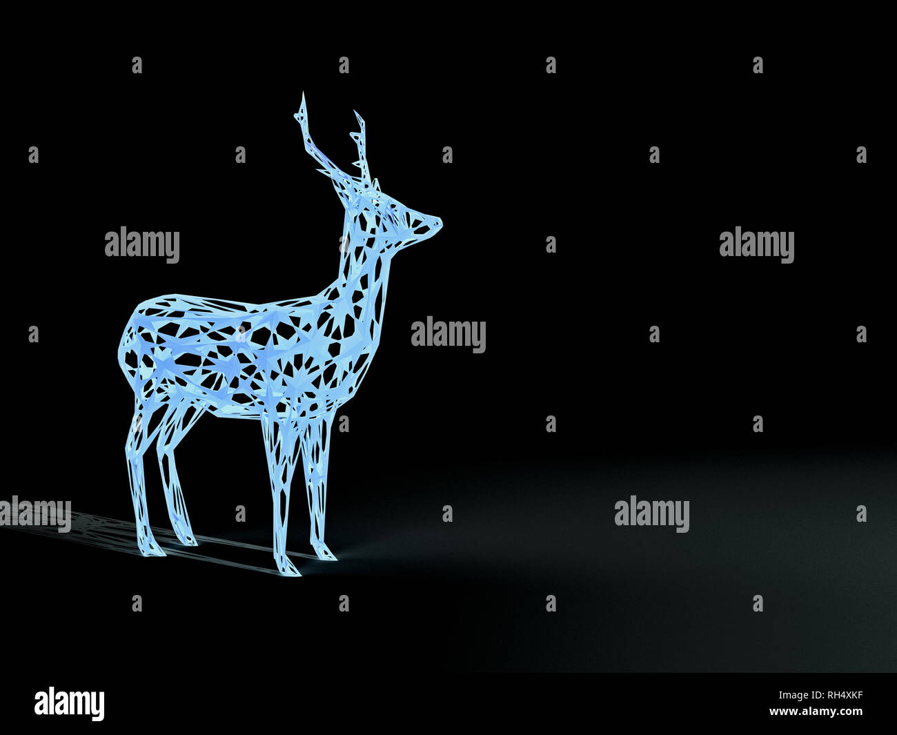 3d illustration rendering of blue illuminated deer in the dark Stock ...