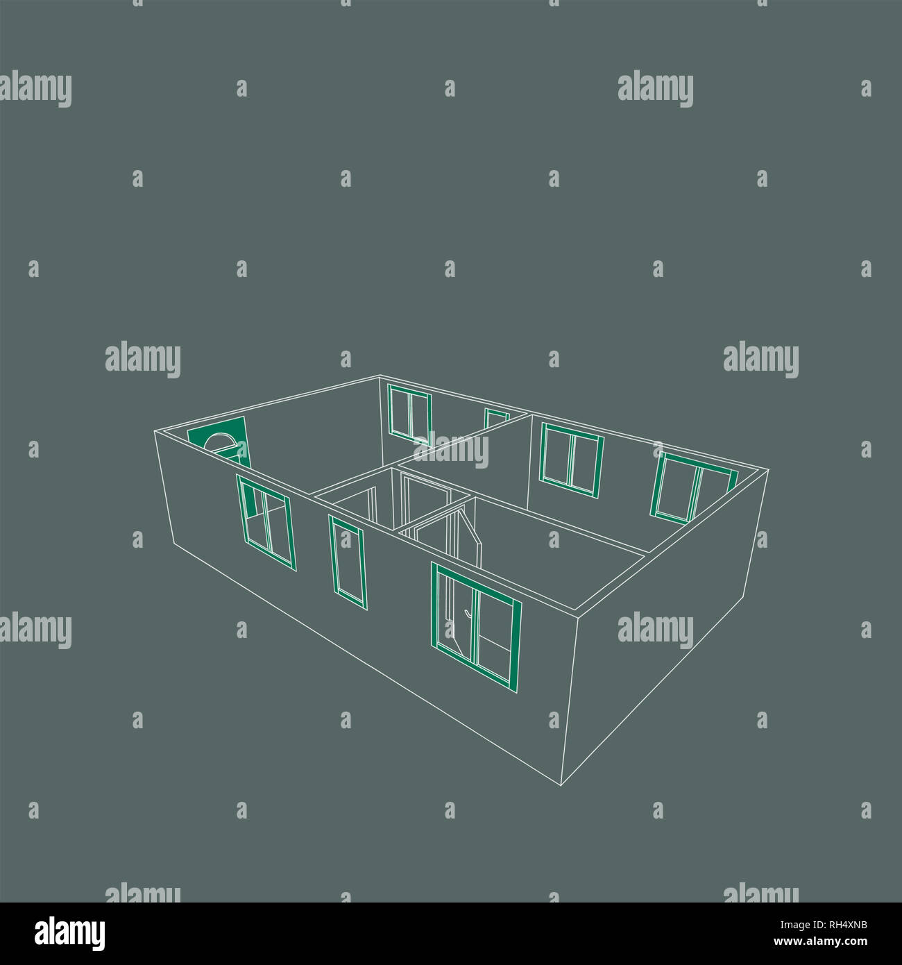 White pen sketch drawing illustration of empty home apartment Stock ...