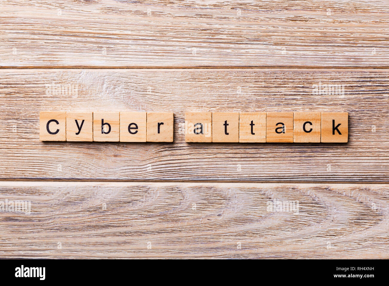 Cyber attack word written on wood block. Cyber attack text on wooden ...