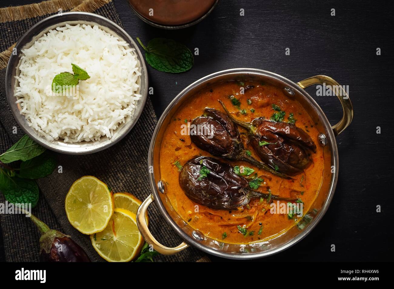 Dahi Baingan / Eggplant Yogurt curry served with rice - Popular Odia ...