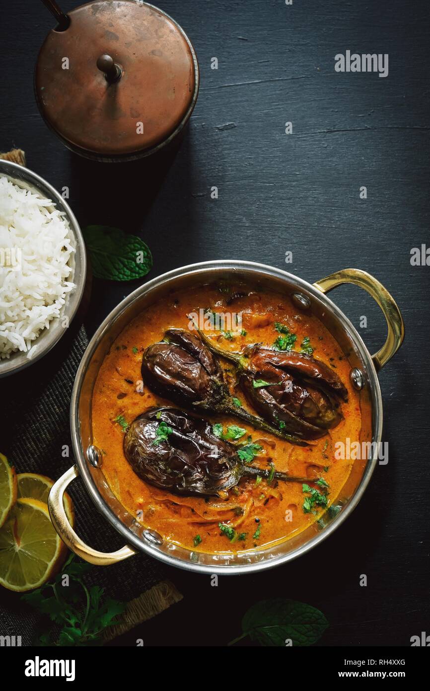 Dahi Baingan / Eggplant Yogurt curry served with rice - Popular Odia ...