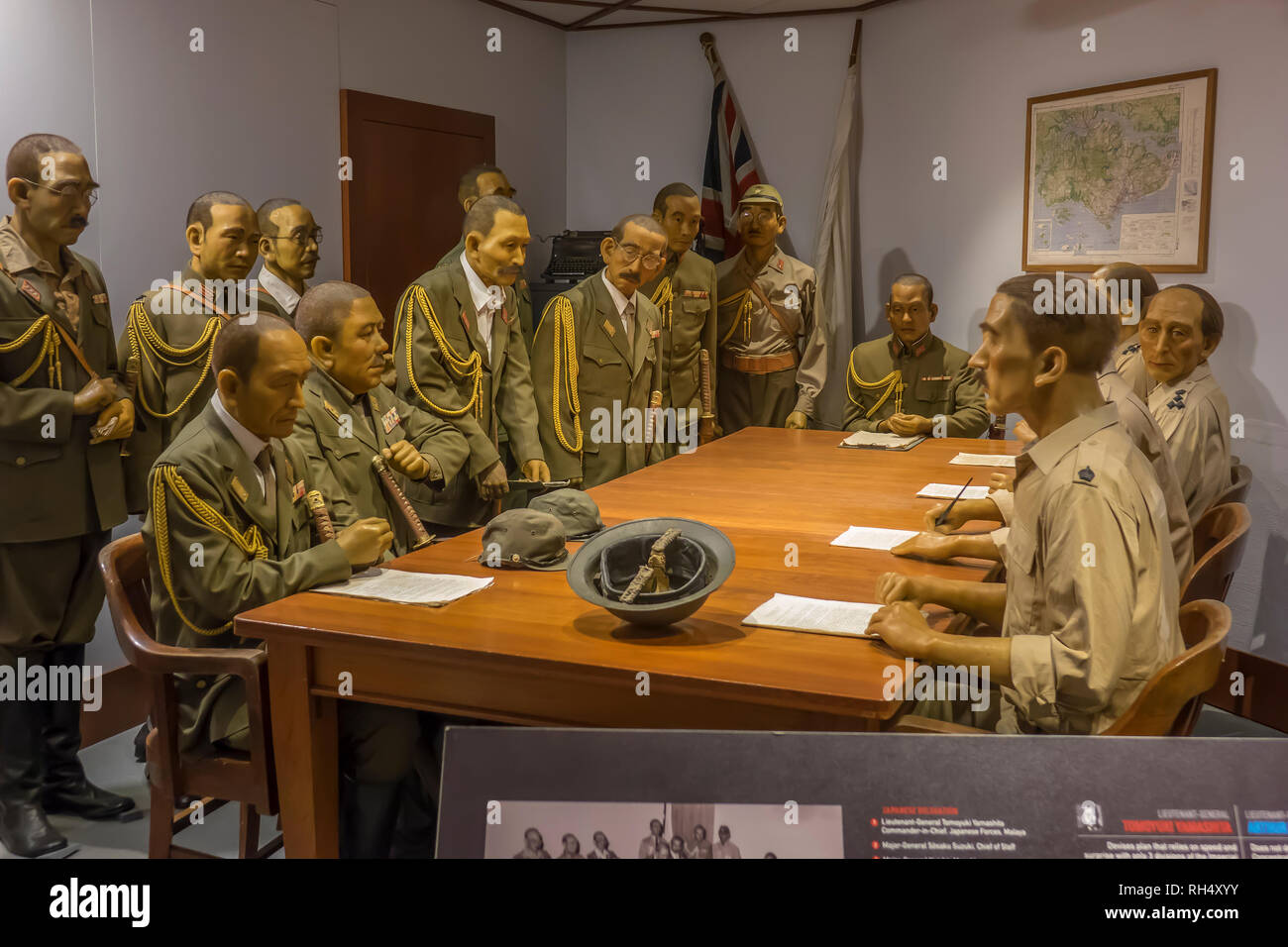 Singapore, Sentosa, Fort Siloso, tableau of 1942 surrender to Japanese ...
