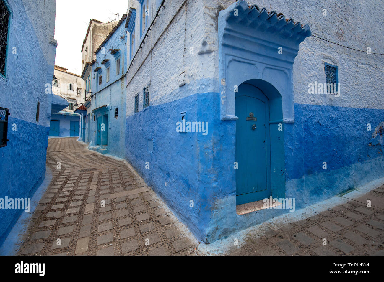 Beautiful view of the blue city CHEFCHAOUEN, MOROCCO in the medina ...