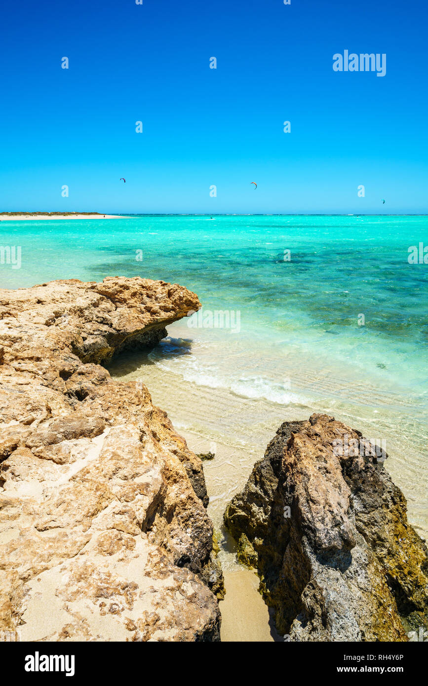 dream beach with turquoise water of sandy bay, cape range, western ...
