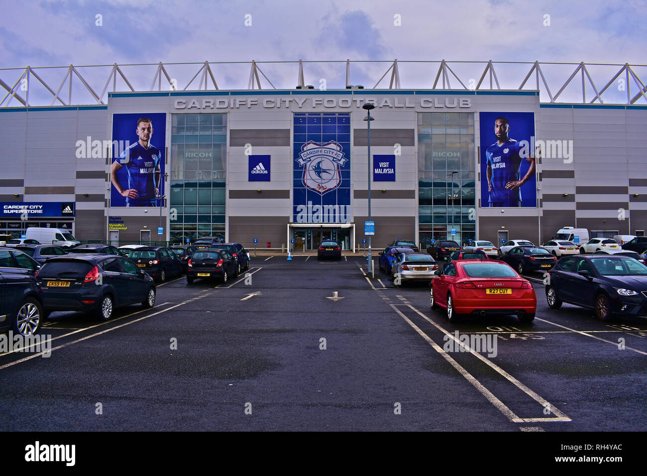 View of front entrance to the Cardiff City Football Club Stadium at ...