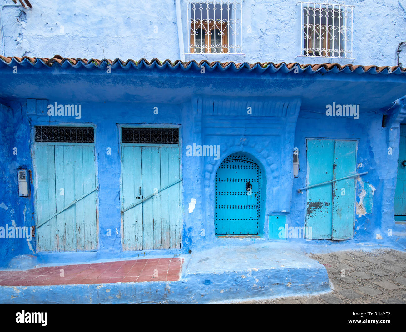 Beautiful view of the blue city CHEFCHAOUEN, MOROCCO in the medina ...