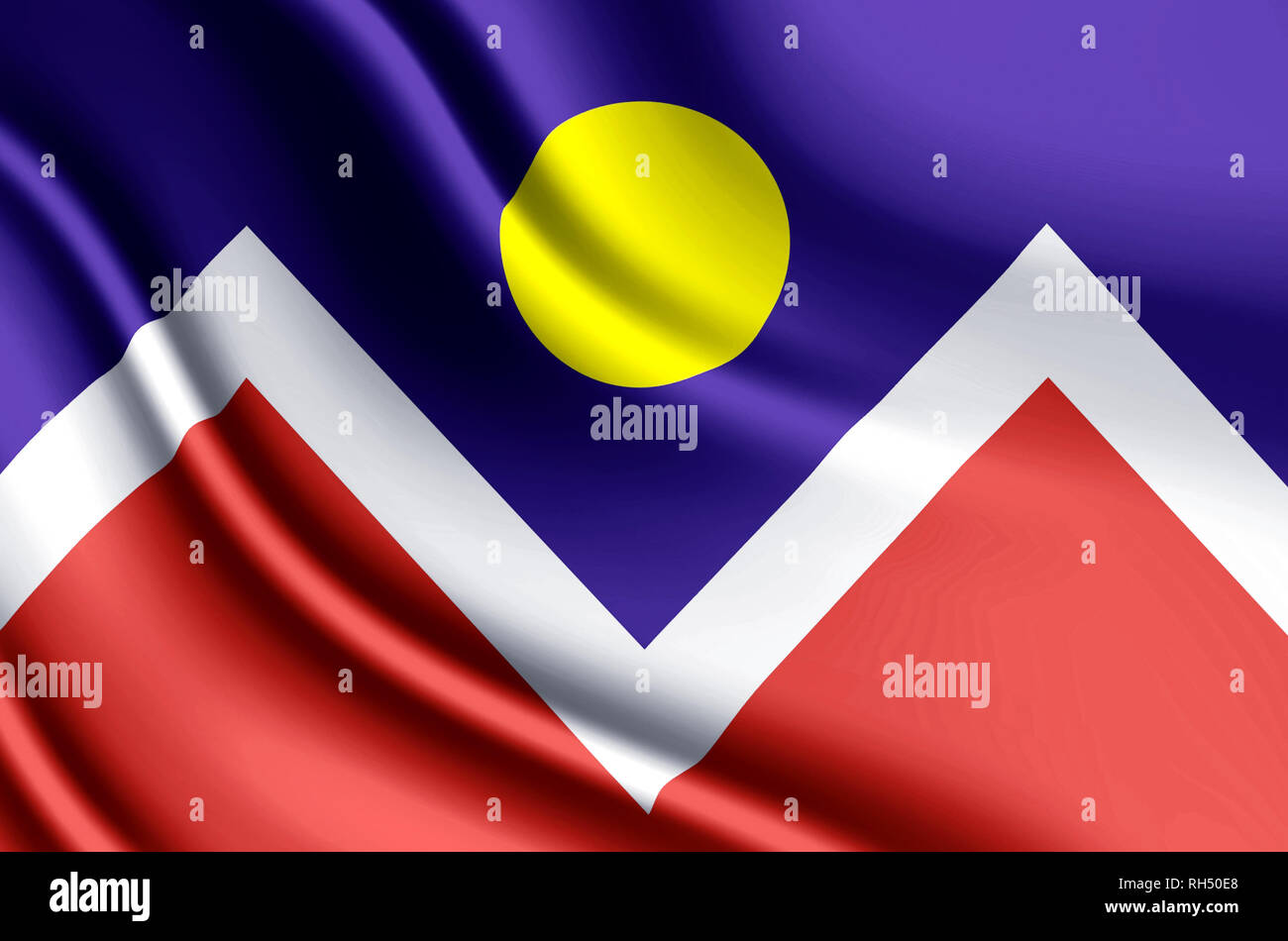 Denver colorado modern and realistic closeup 3D flag illustration ...