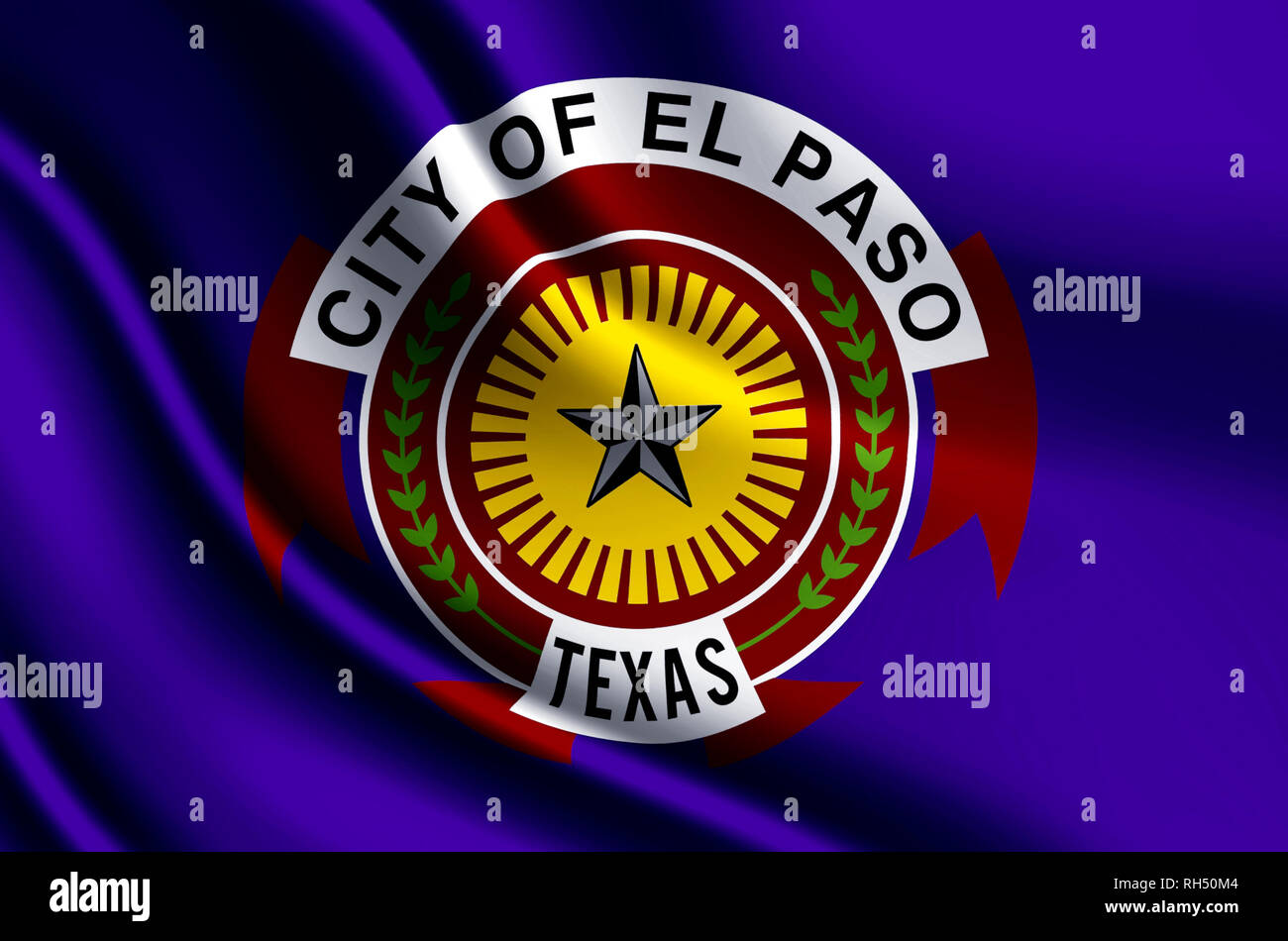 El paso texas modern and realistic closeup 3D flag illustration ...