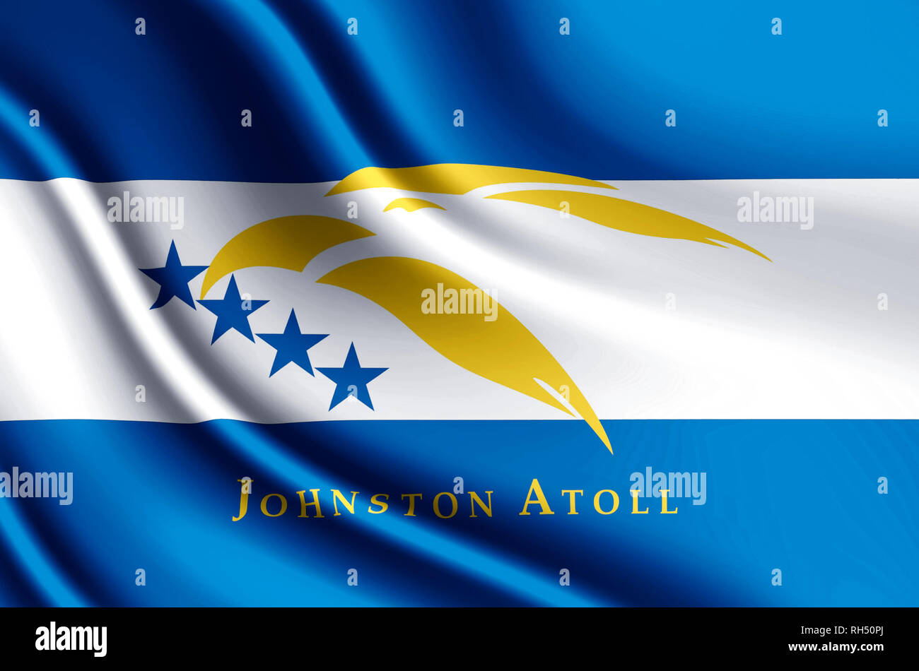 Johnston atoll modern and realistic closeup 3D flag illustration ...