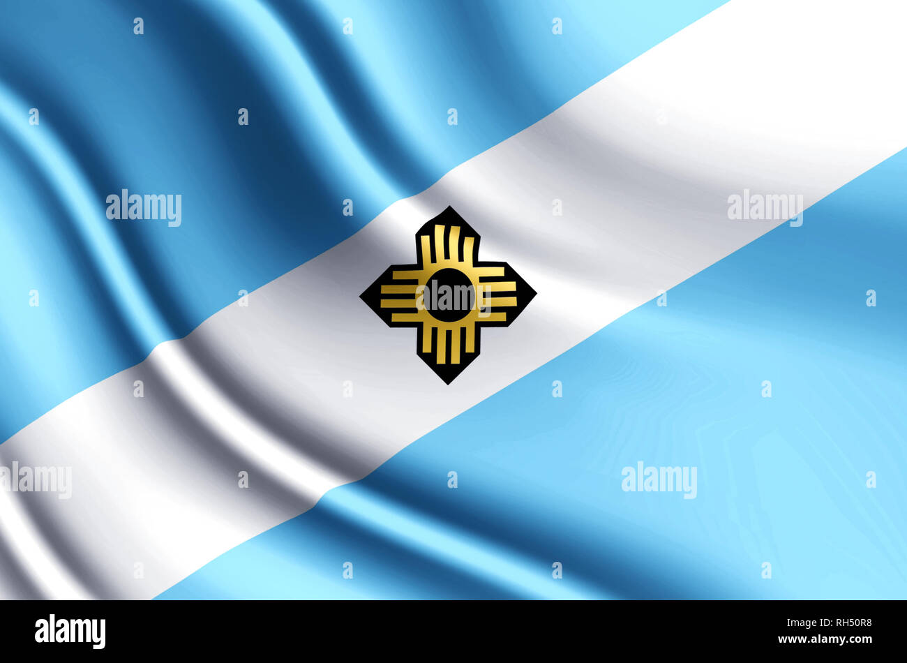 Madison wisconsin modern and realistic closeup 3D flag illustration ...