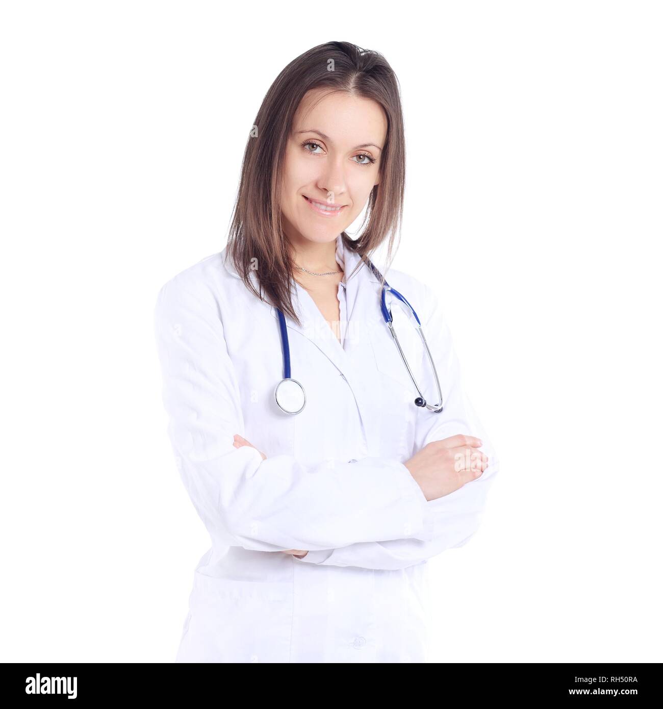 portrait of a physician.isolated on white background Stock Photo - Alamy