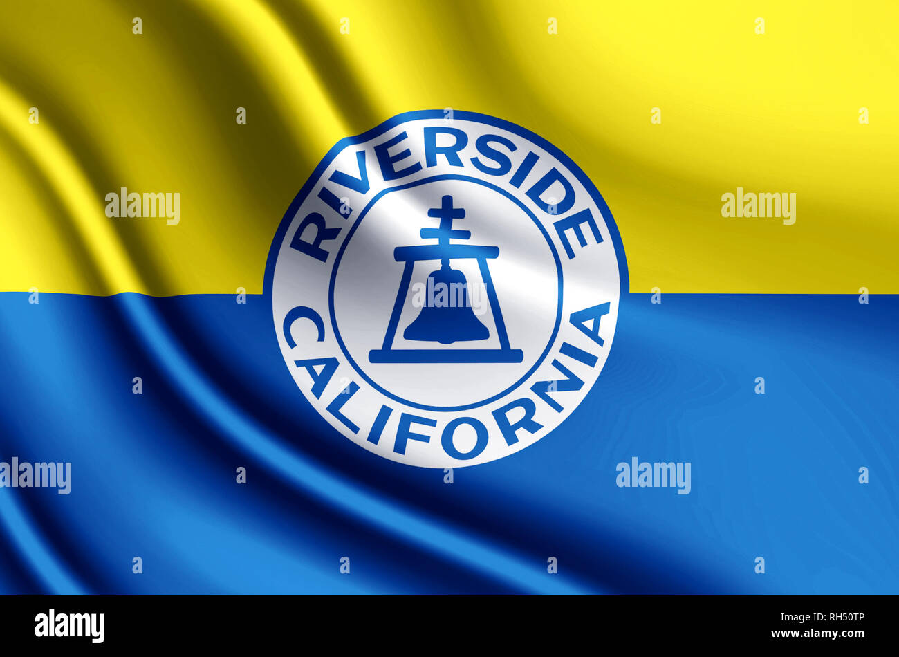 Riverside california modern and realistic closeup 3D flag illustration ...