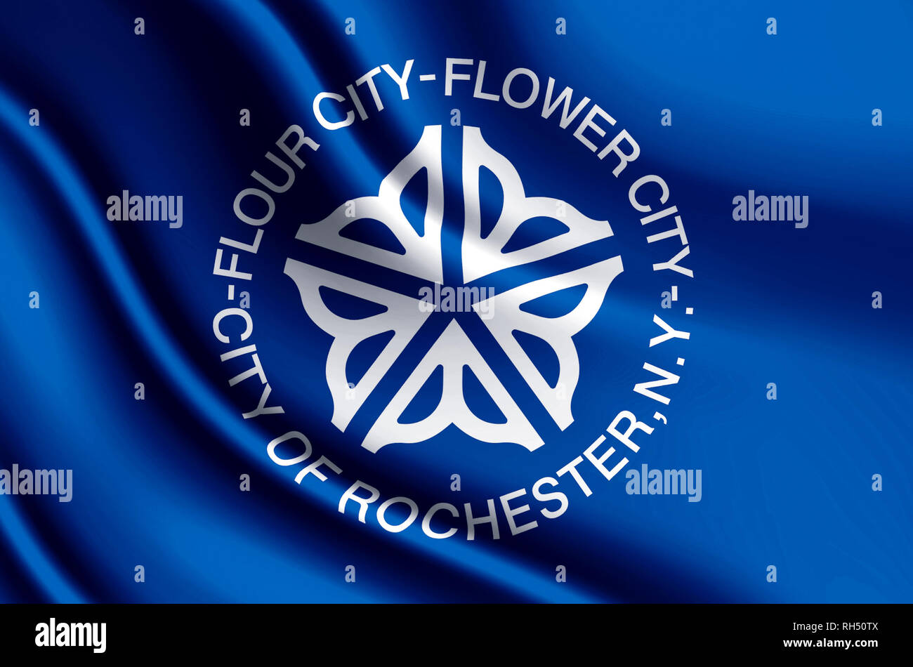 Rochester new york modern and realistic closeup 3D flag illustration ...