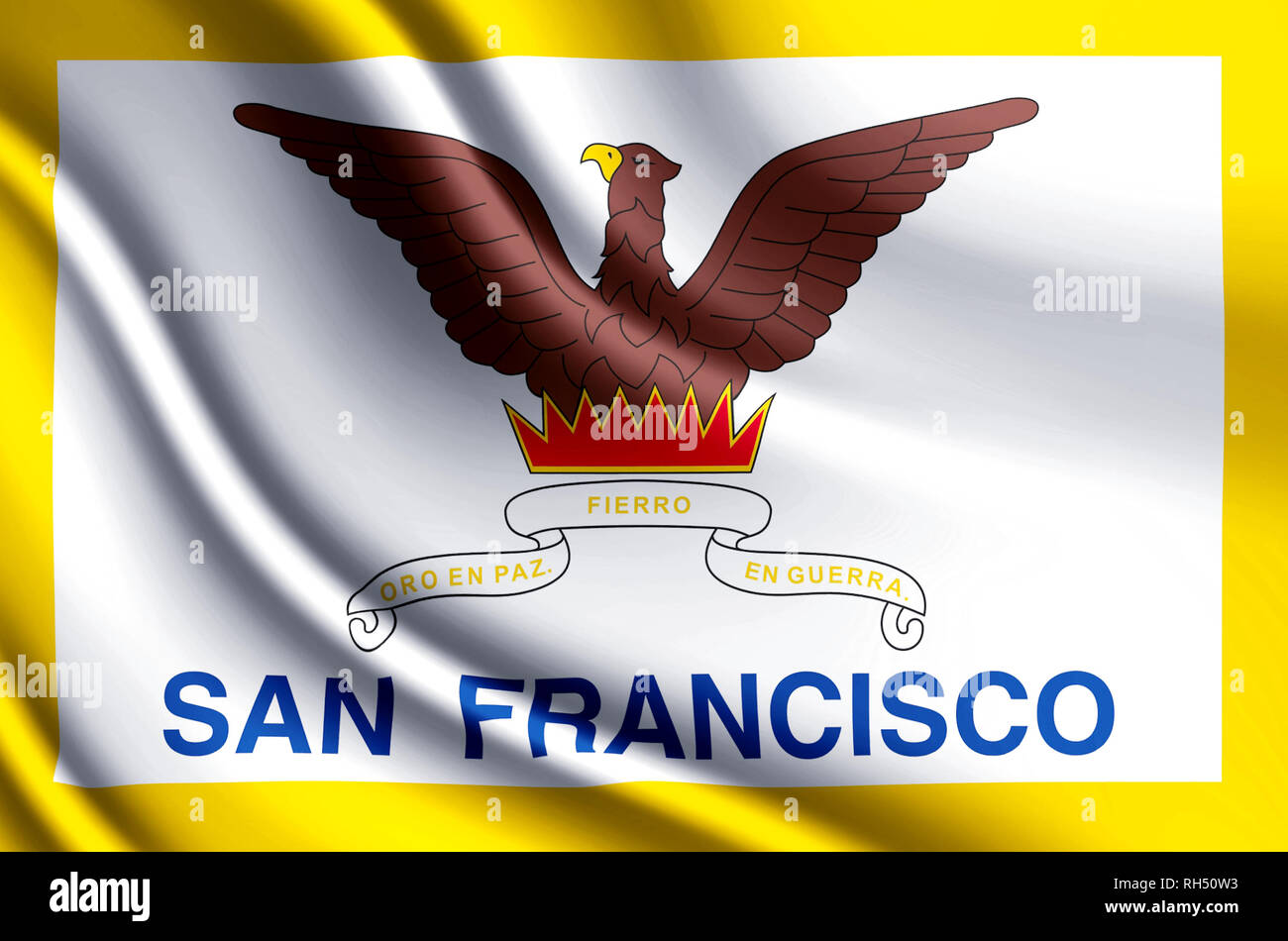 San francisco modern and realistic closeup 3D flag illustration ...