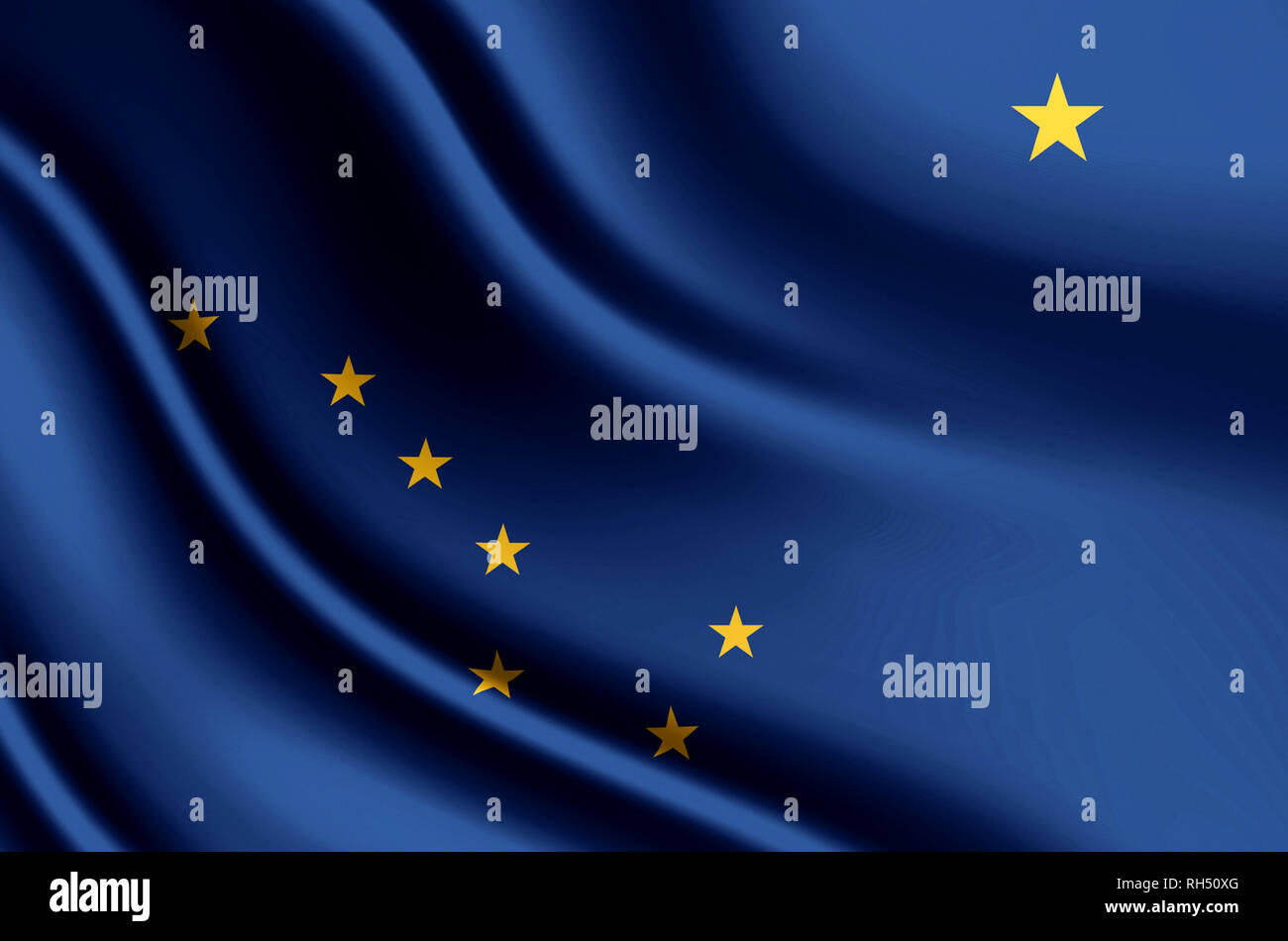 Alaska modern and realistic closeup 3D flag illustration. Perfect for ...