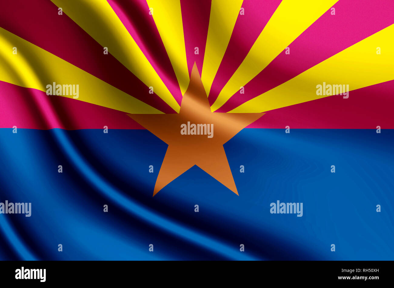 Arizona modern and realistic closeup 3D flag illustration. Perfect for ...