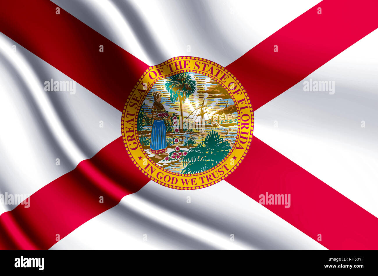 Florida modern and realistic closeup 3D flag illustration. Perfect for ...