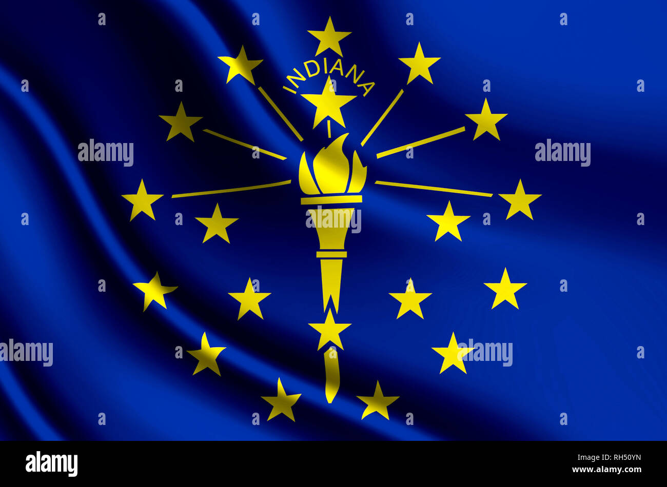 Indiana modern and realistic closeup 3D flag illustration. Perfect for ...