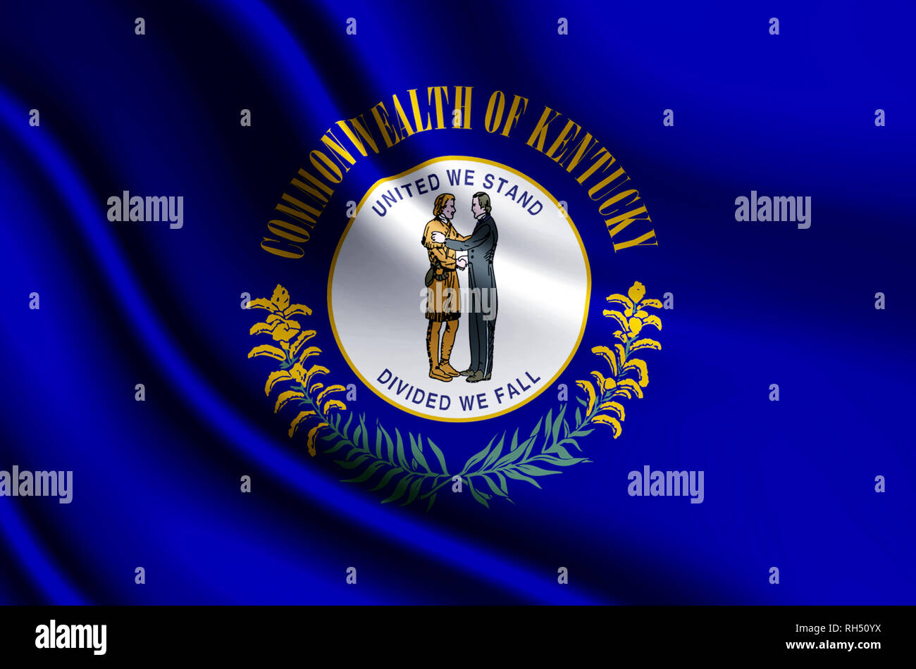 Kentucky modern and realistic closeup 3D flag illustration. Perfect for ...