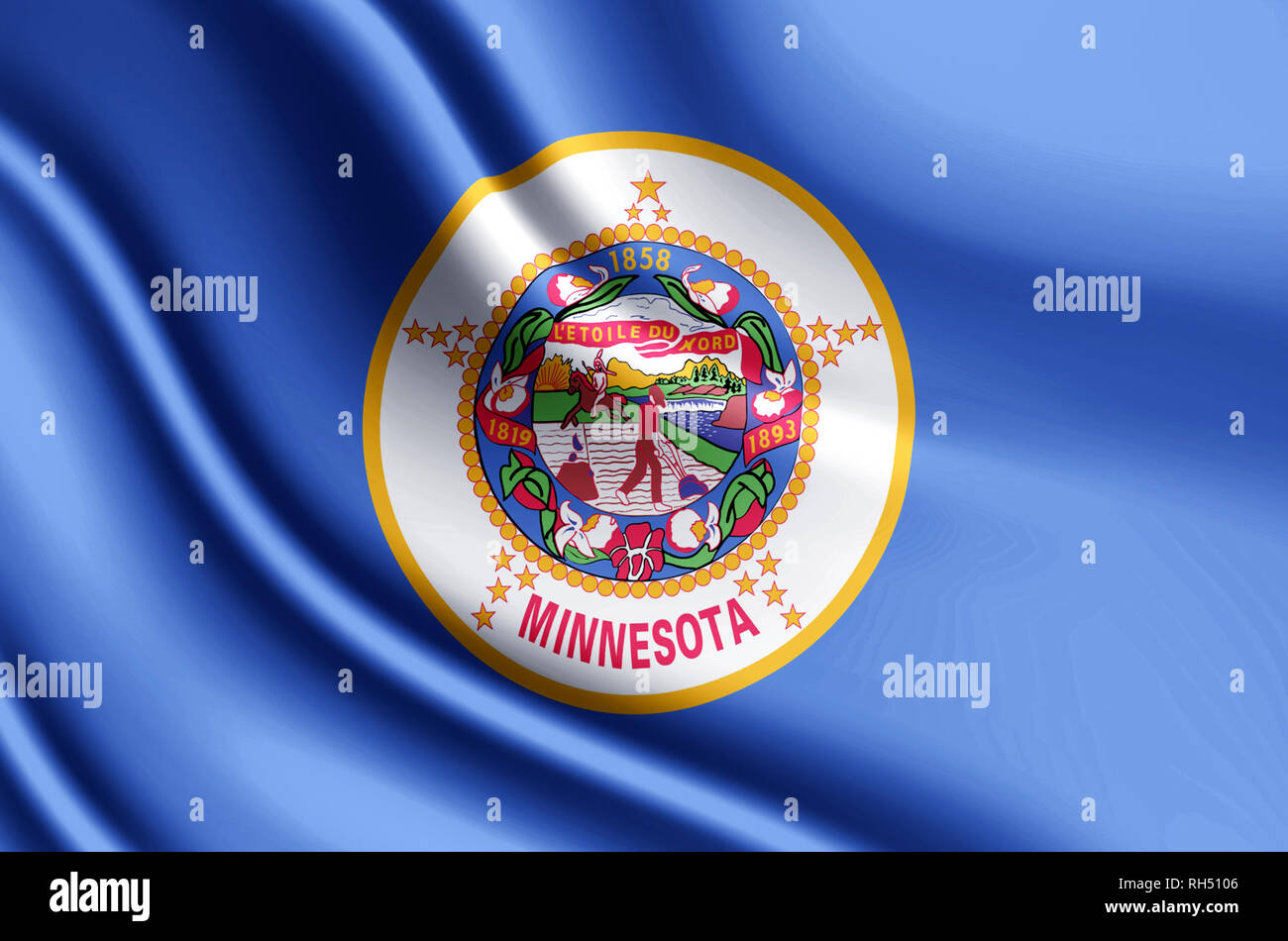 Minnesota modern and realistic closeup 3D flag illustration. Perfect ...