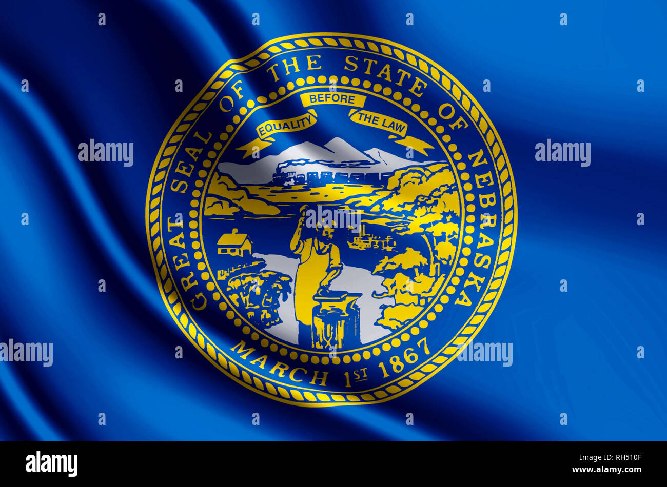 Nebraska modern and realistic closeup 3D flag illustration. Perfect for ...
