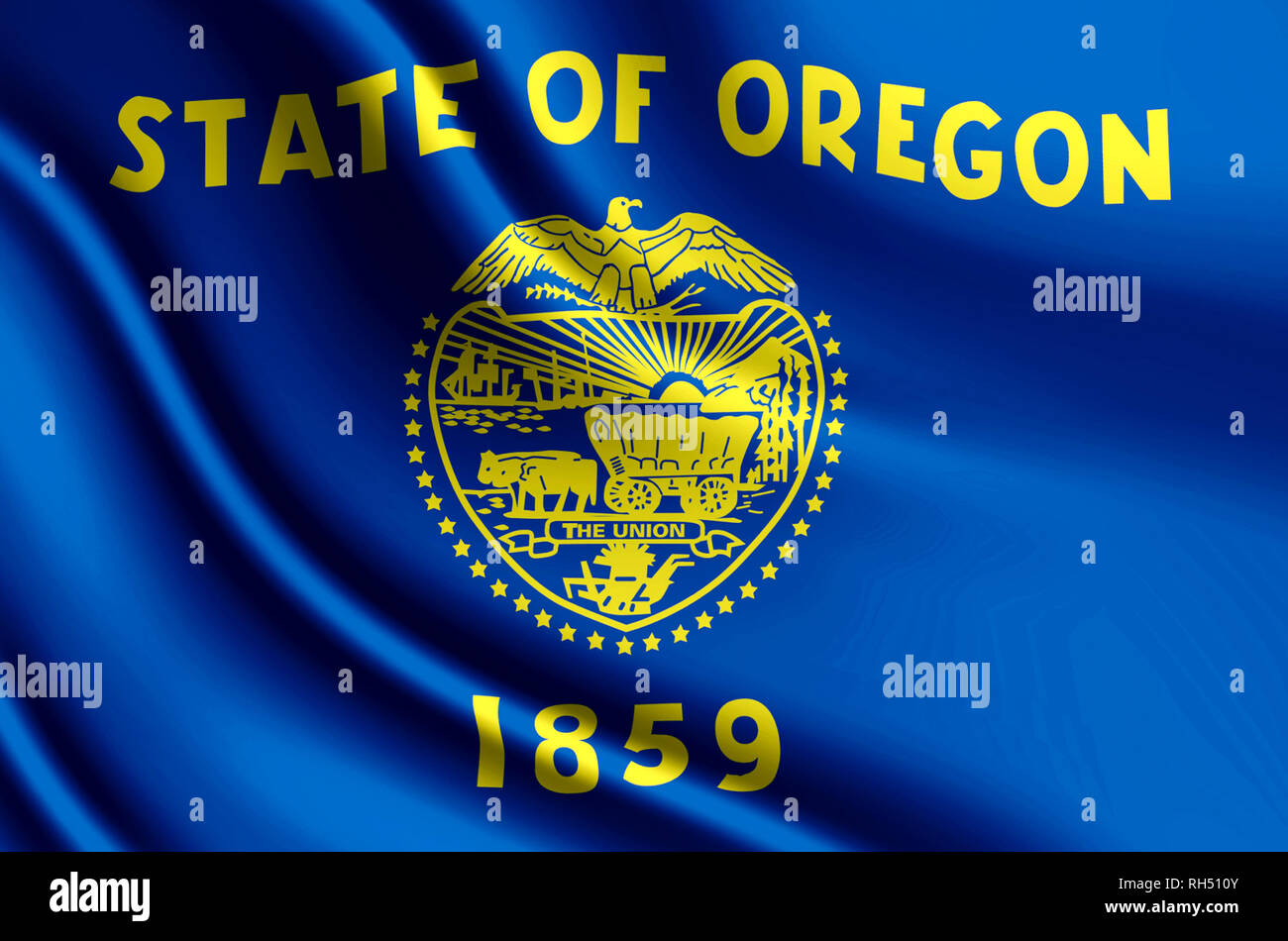 Oregon modern and realistic closeup 3D flag illustration. Perfect for ...