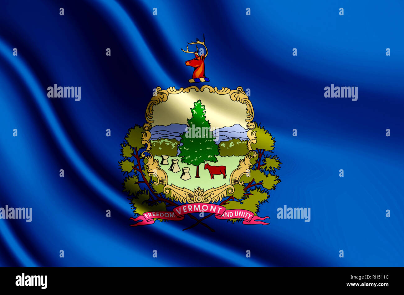 Vermont modern and realistic closeup 3D flag illustration. Perfect for ...