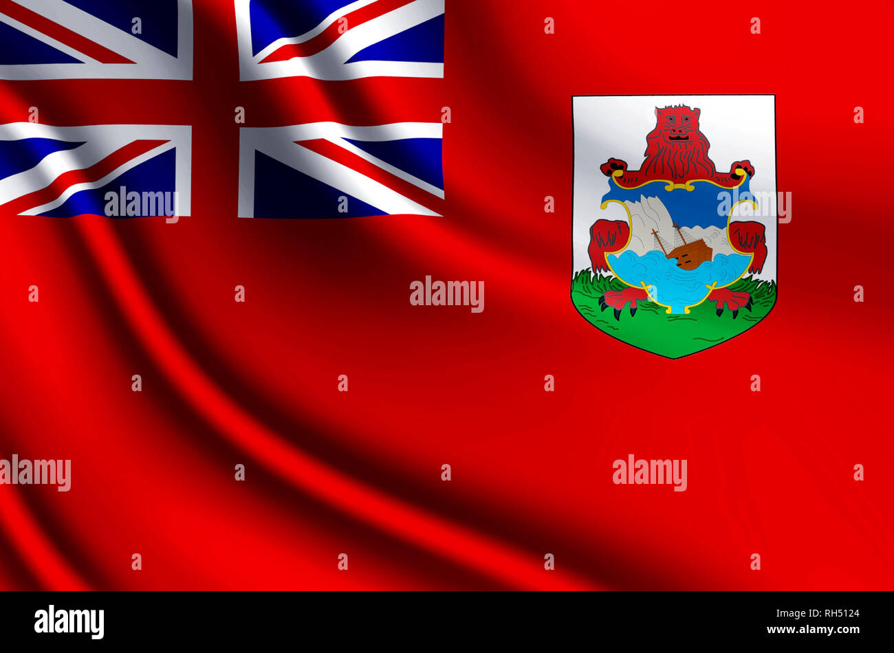Bermuda modern and realistic closeup 3D flag illustration. Perfect for ...