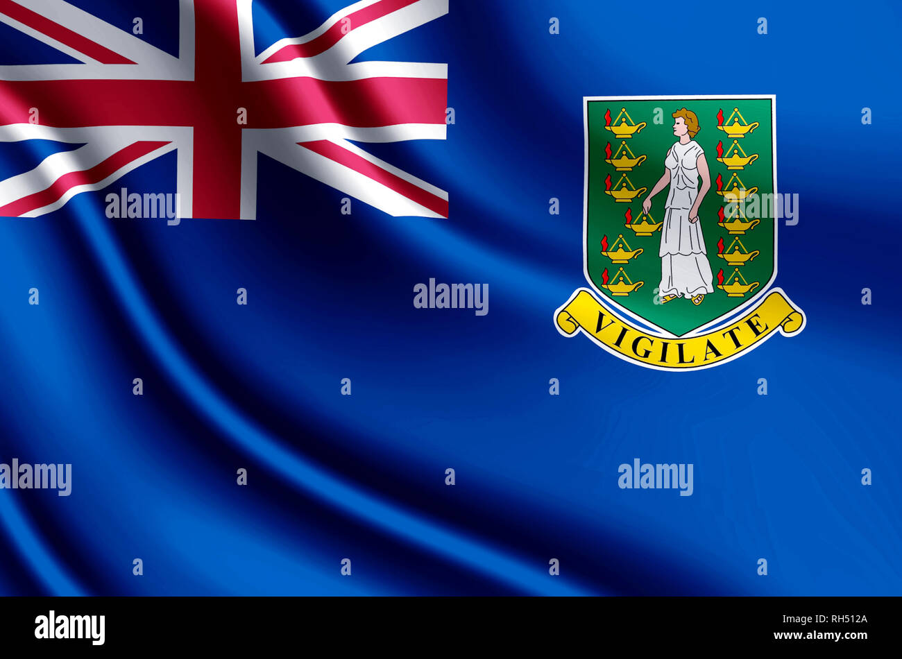 British virgin islands modern and realistic closeup 3D flag ...