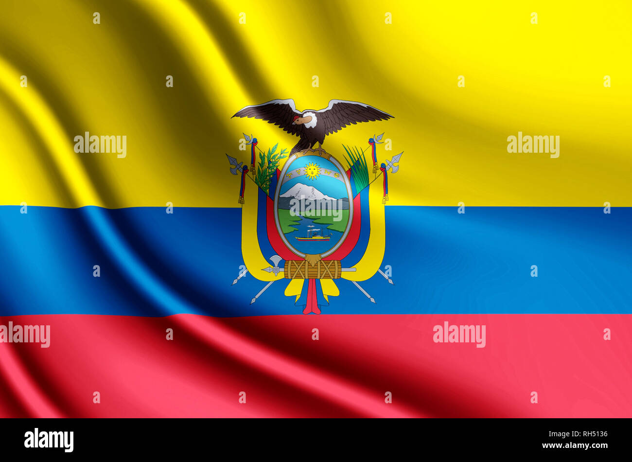 Ecuador modern and realistic closeup 3D flag illustration. Perfect for ...