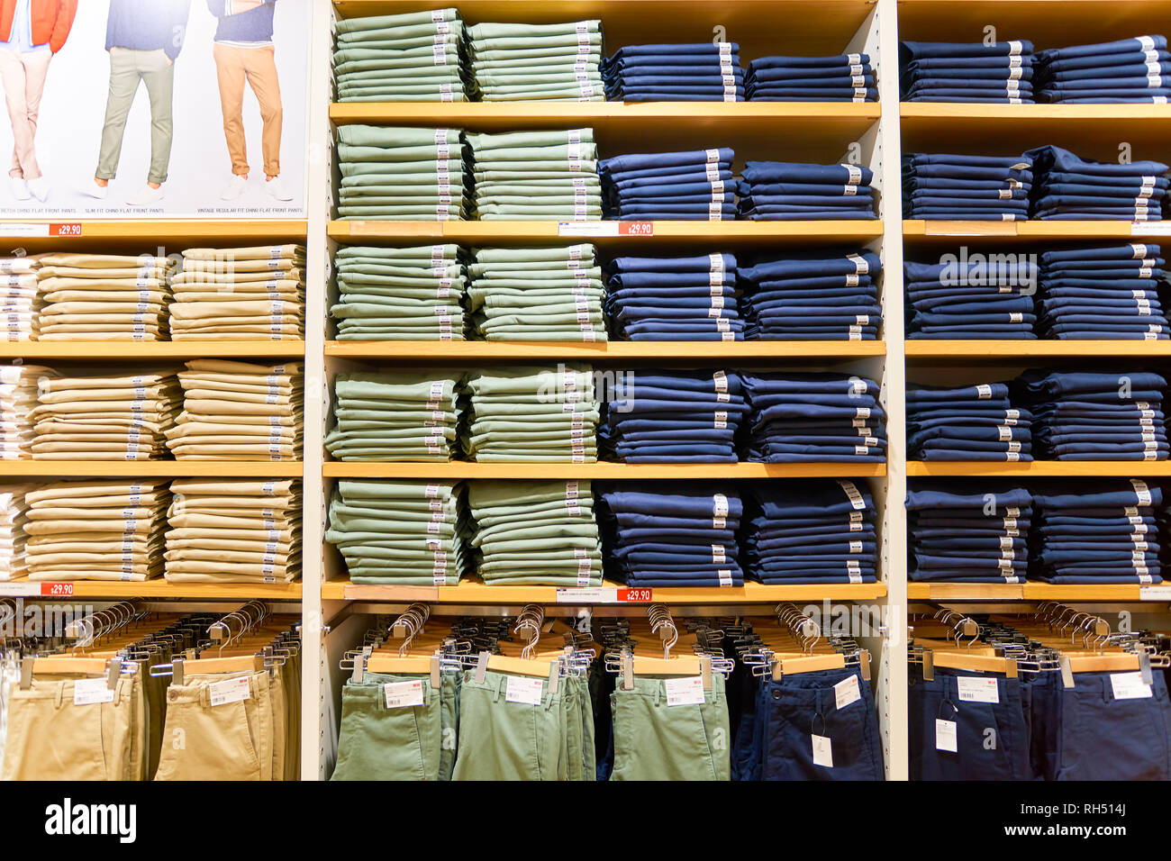 NEW-YORK - MARCH 20, 2016: inside of Uniqlo store. Uniqlo Co., Ltd. is ...