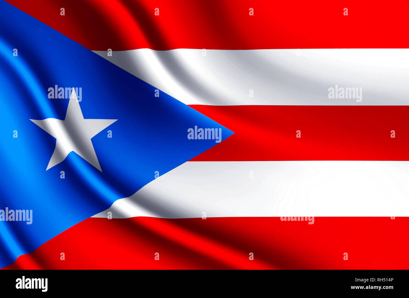 Puerto rico modern and realistic closeup 3D flag illustration. Perfect ...