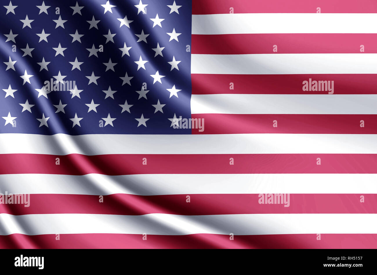 United states modern and realistic closeup 3D flag illustration ...
