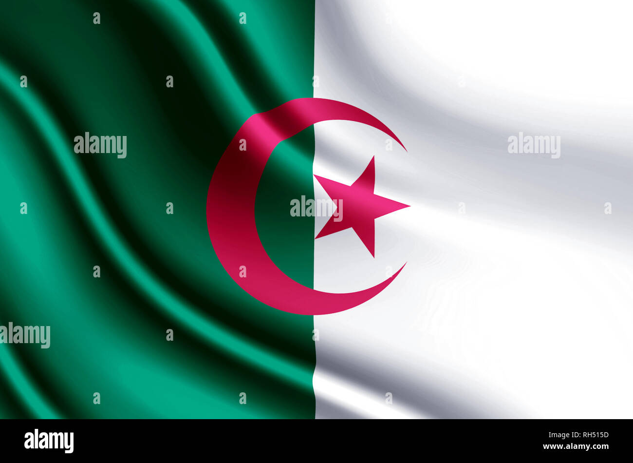 Algeria modern and realistic closeup 3D flag illustration. Perfect for ...