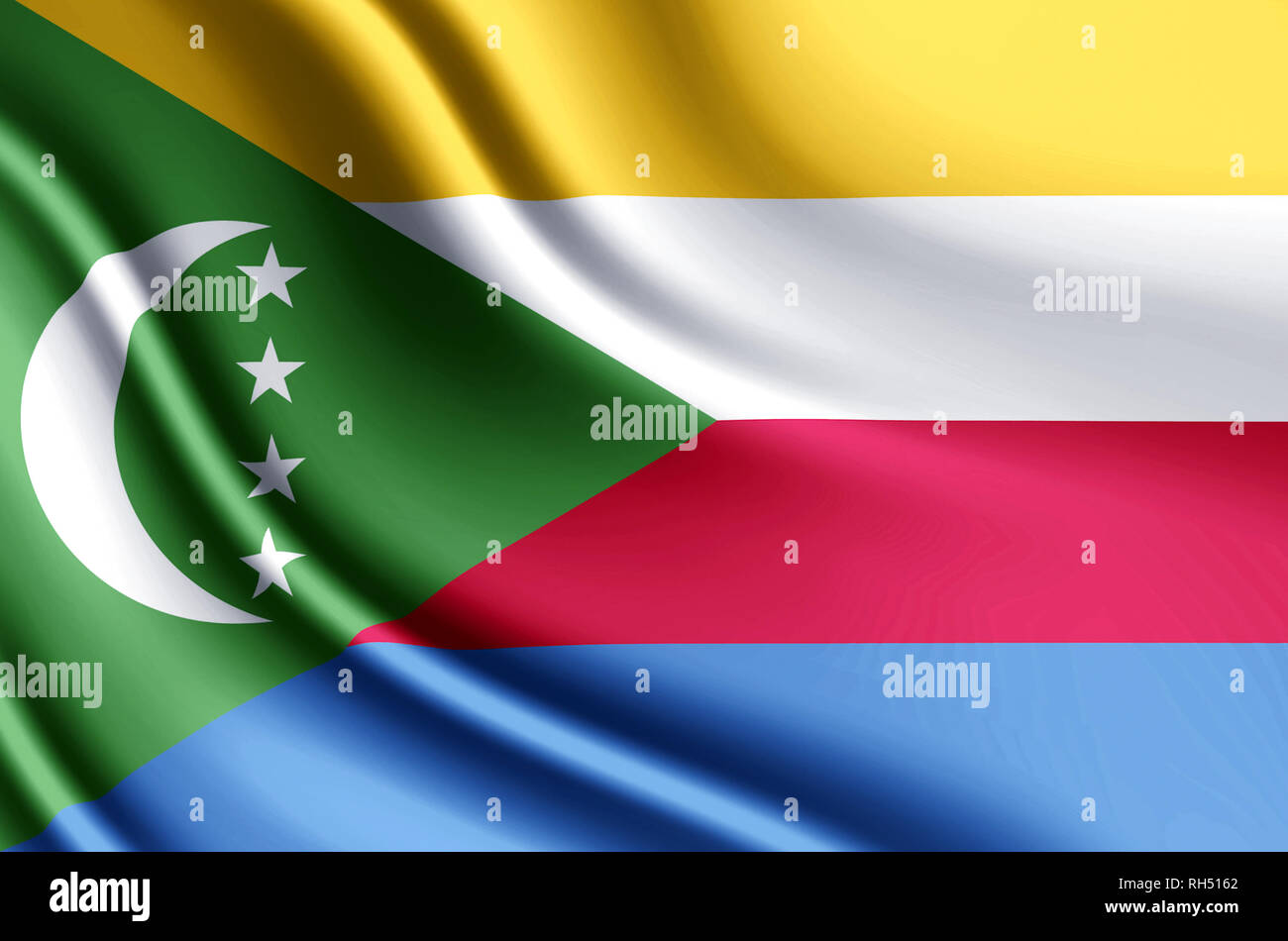 Comores modern and realistic closeup 3D flag illustration. Perfect for ...