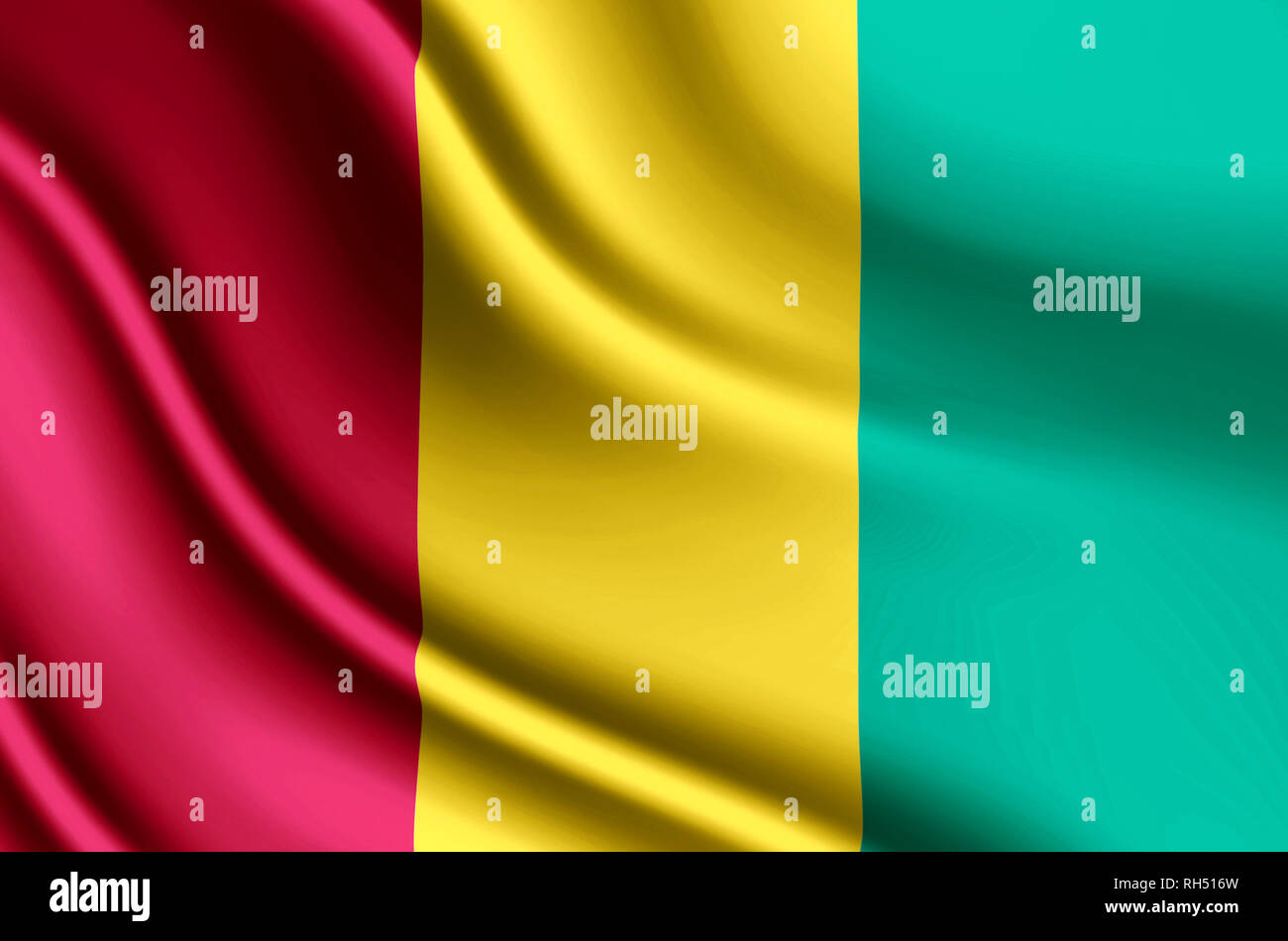 Guinea modern and realistic closeup 3D flag illustration. Perfect for ...