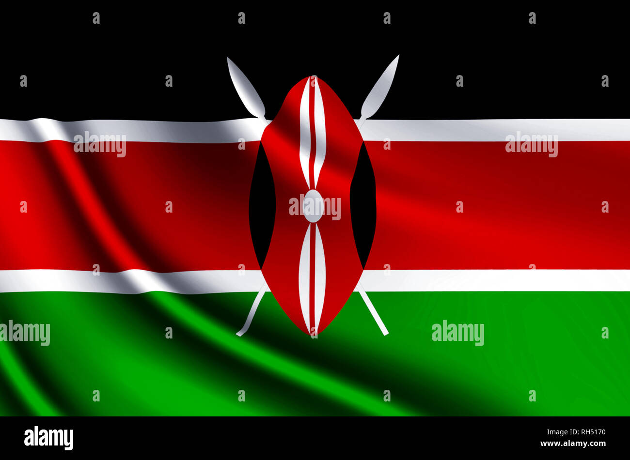 Kenya modern and realistic closeup 3D flag illustration. Perfect for ...