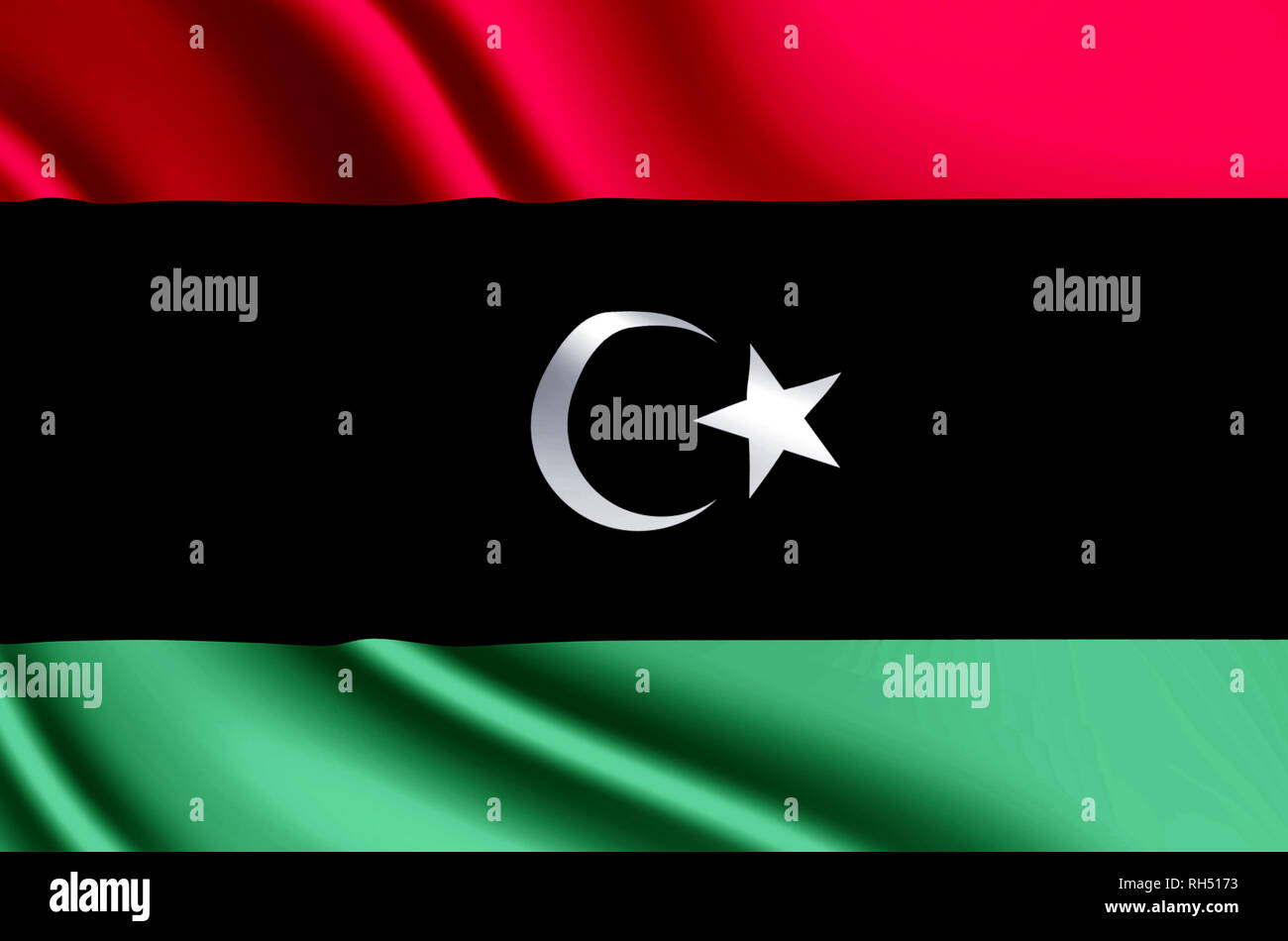 Libya modern and realistic closeup 3D flag illustration. Perfect for ...