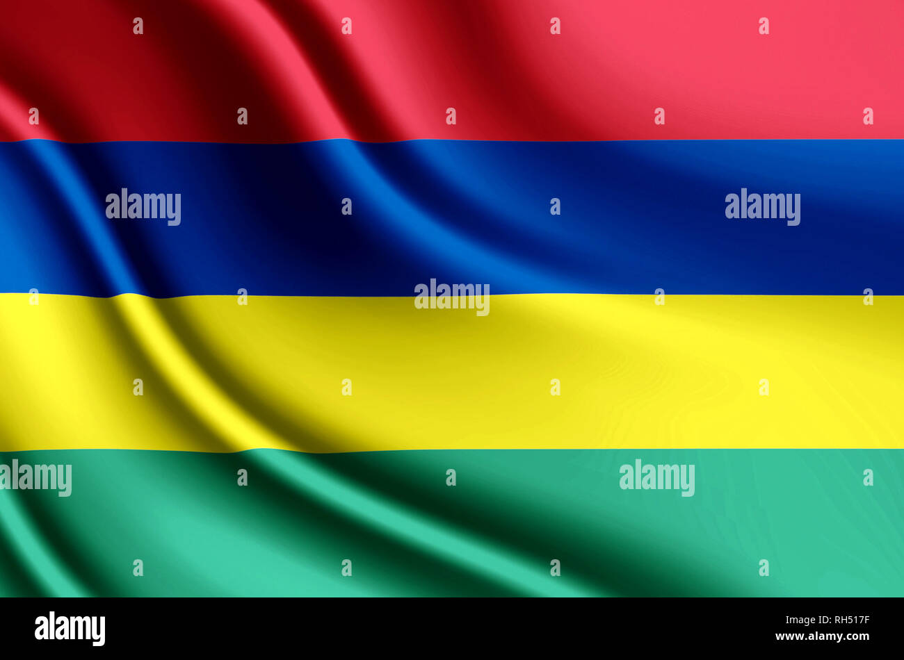Mauritius modern and realistic closeup 3D flag illustration. Perfect ...