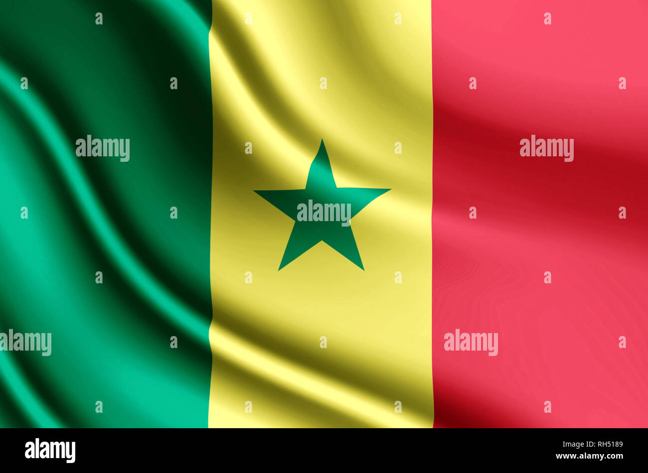 Senegal modern and realistic closeup 3D flag illustration. Perfect for ...