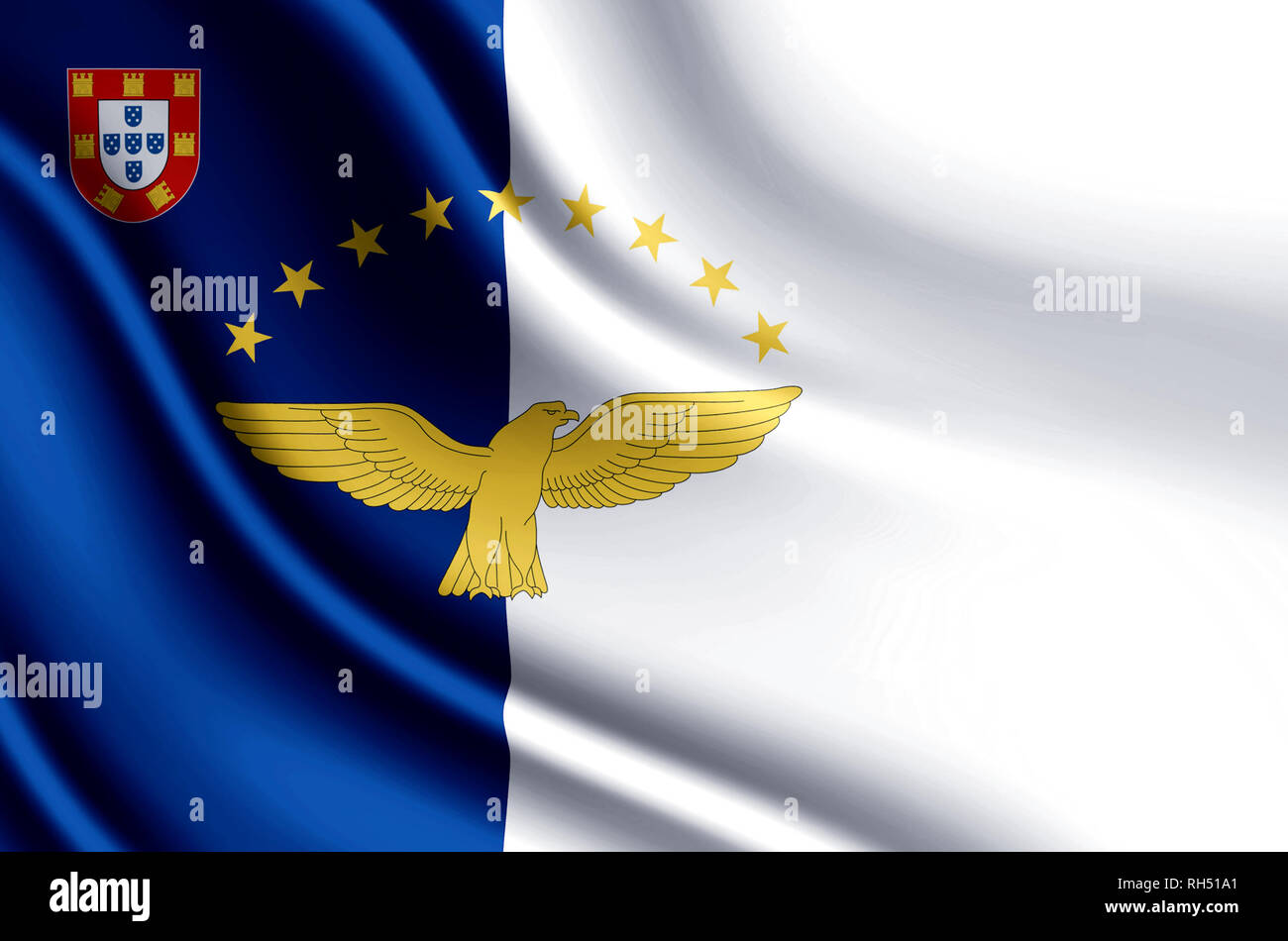 Azores modern and realistic closeup 3D flag illustration. Perfect for ...
