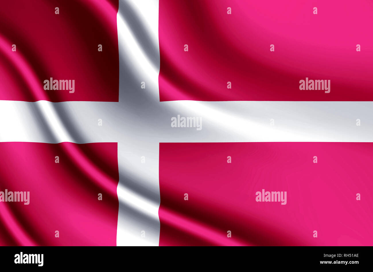 Denmark modern and realistic closeup 3D flag illustration. Perfect for ...