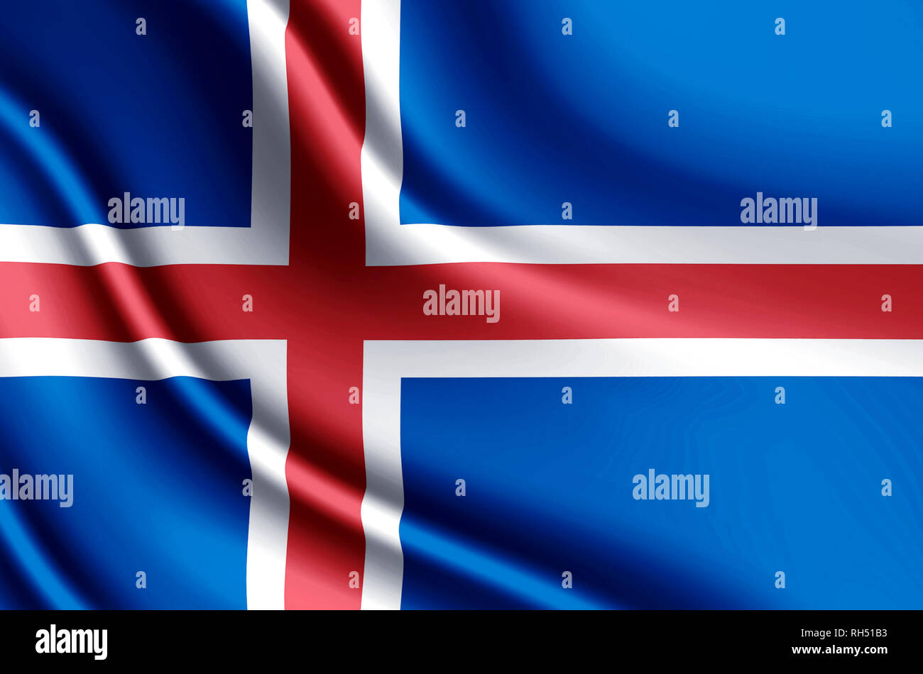 Iceland modern and realistic closeup 3D flag illustration. Perfect for ...