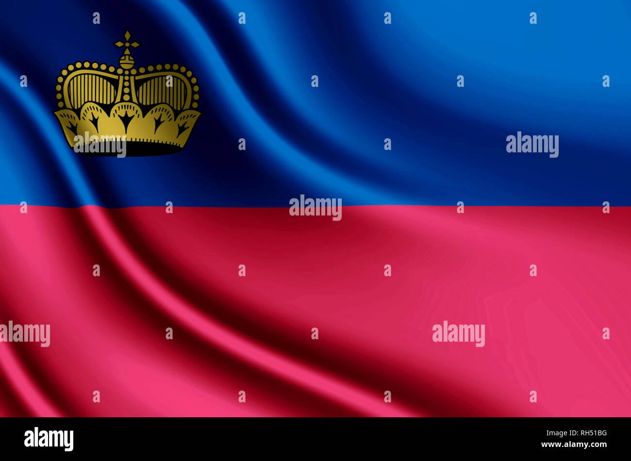 Liechtenstein modern and realistic closeup 3D flag illustration ...