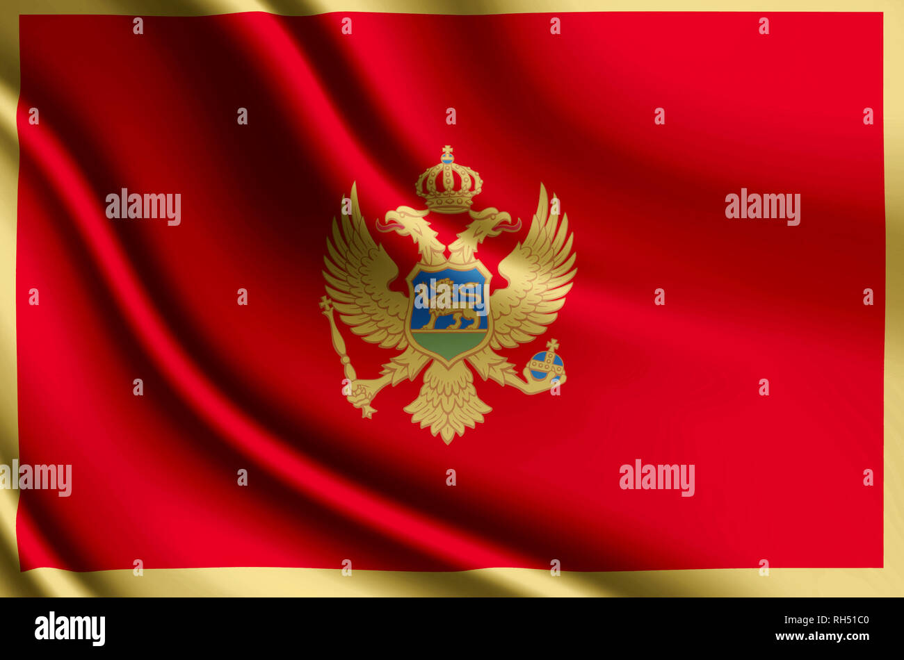 Montenegro modern and realistic closeup 3D flag illustration. Perfect ...