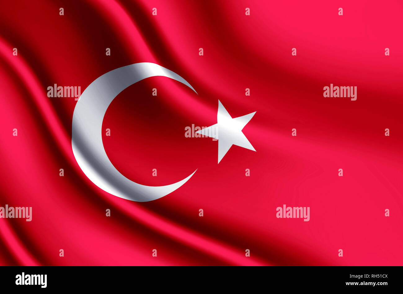 Turkey modern and realistic closeup 3D flag illustration. Perfect for ...