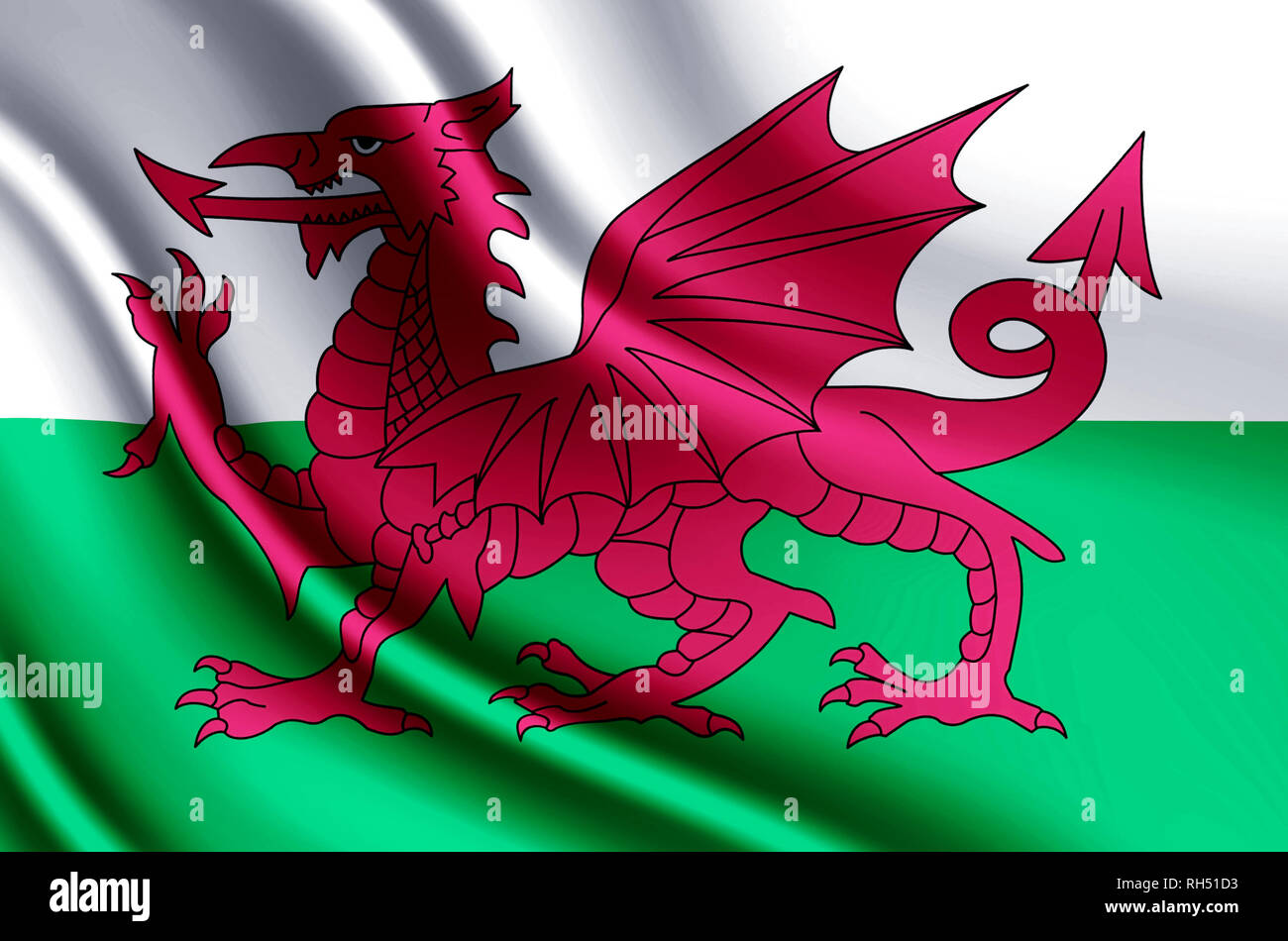 Wales modern and realistic closeup 3D flag illustration. Perfect for ...