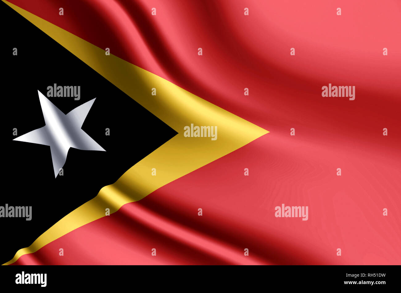East timor modern and realistic closeup 3D flag illustration. Perfect ...